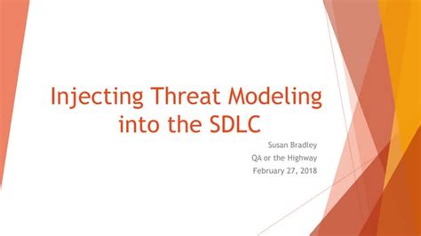 Injecting Threat Modeling Into The Sdlc By Susan Bradley Ppt