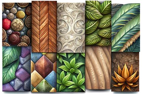 Collection Of Patterns And Textures From Nature And Design Stock Illustration Illustration Of