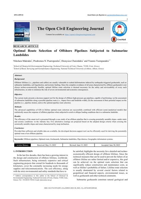 Pdf Optimal Route Selection Of Offshore Pipelines Subjected To Submarine Landslides