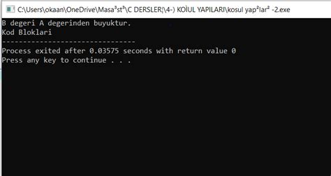 C Programlama Dilinde İf Else Yapıları Kod Blokları