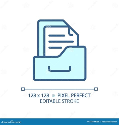 2d Customizable Folder Thin Linear Blue Icon Stock Vector Illustration Of Office Document