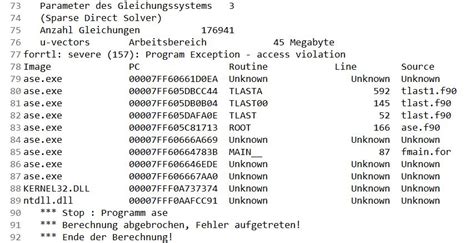 forrtl severe 157 error during execution of ase teddy sofistik