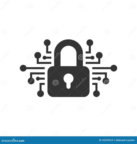 Cyber Security Icon In Flat Style Padlock Locked Vector Illustration