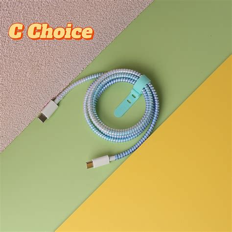 140cm Colorful Cable Winder With Free Data Tie Spiral Usb Charge Cord Earphone Cable Protector