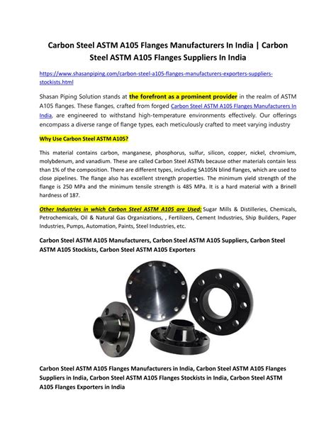Ppt Carbon Steel Astm A105 Flanges Stockists In Mumbai Powerpoint