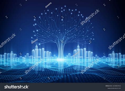 Abstract Futuristic Technology Background Wireless Network Stock Illustration 2234067415