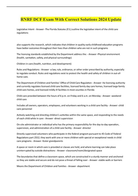 Rnrf Dcf Exam With Correct Solutions 2024 Update Rnrf Stuvia Us