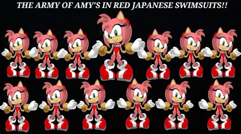 The Army Of Amys In Red Japanese Swimsuits By Terrebonnerobbi On