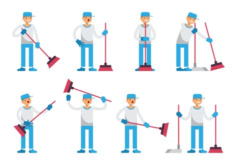 Boy Sweeps Cartoon Vector 153854 Vector Art At Vecteezy