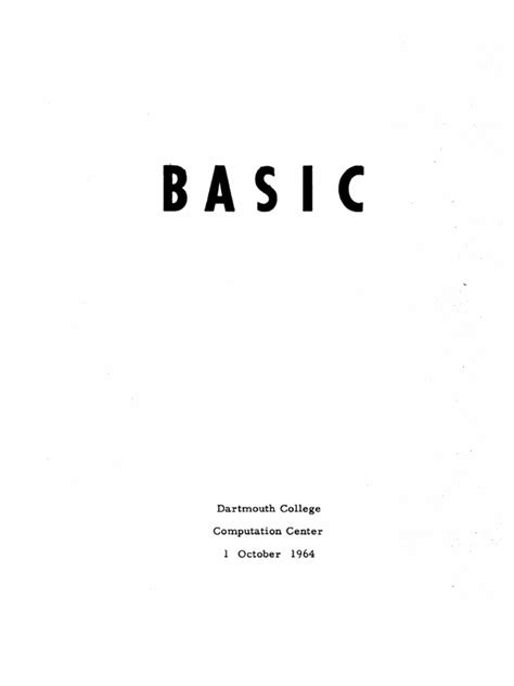 Pdf Basic The Original Dartmouth Basic Manual 1964 Dokumentips