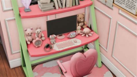 Creamy Pink Computer Setup Sims 4 Cc Download