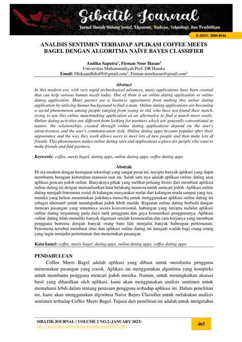 Pdf Analisis Sentimen Terhadap Aplikasi Coffee Meets Bagel Dengan Algoritma NaÏve Bayes Classifier
