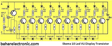 Skema Led Vu Display Menggunakan Transistor Bahar Electronic Kelek