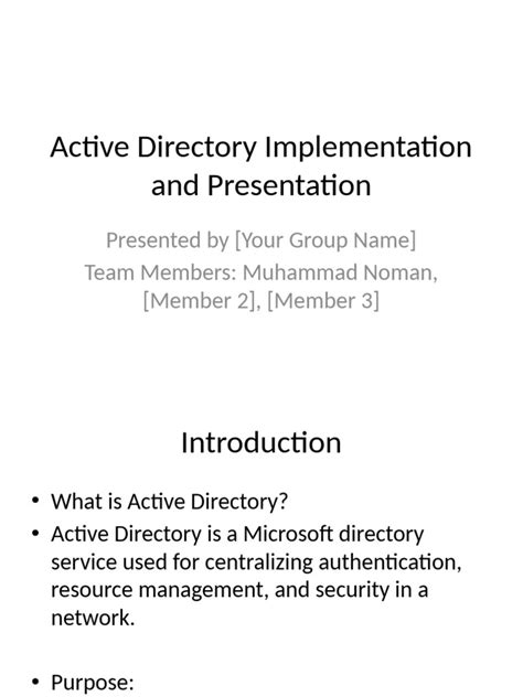 Active Directory Presentation Pdf