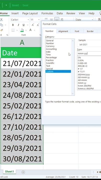 Custom Date Format In Excel Excel Excelformula Excelshortcuts Exceltech Exceltricks