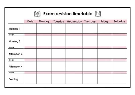 Exam Revision Timetable Study Timetable Template Revision Timetable
