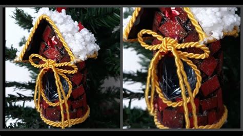 Игрушка Новогодний домик из втулки от туалетной бумаги Diy Christmas Decor Using Toilet Paper