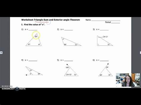 Triangle Sum Theorum Practice Youtube Worksheets Library