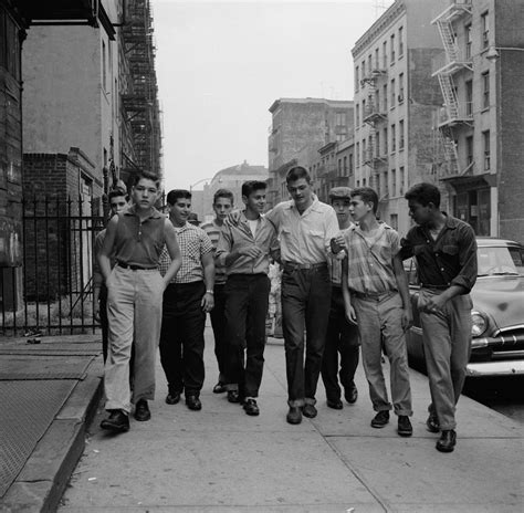 A Gang Of Teenagers Hang Out On The Street Of New York City 1955