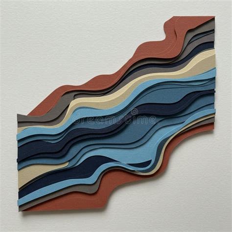 Abstract Artwork Featuring Layered Paper Cutouts In Wavy Patterns