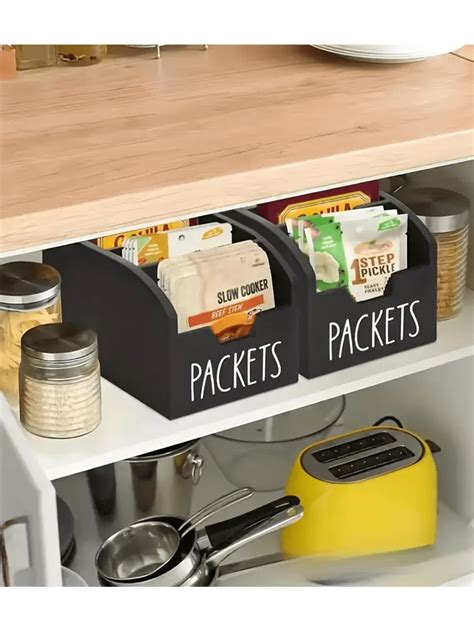 2 Packs Wooden Condiment Packet Organizer Multi Compartment Spice And