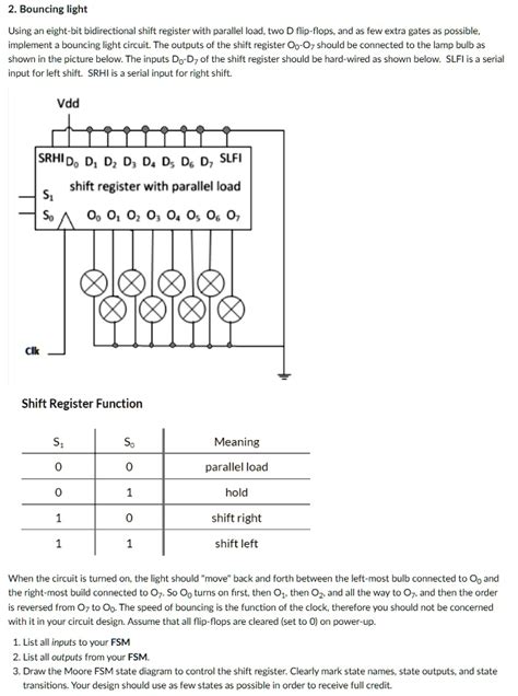 Solved 2bouncing Light Using An Eight Bit Bidirectional Shift Register With Parallel Load Two