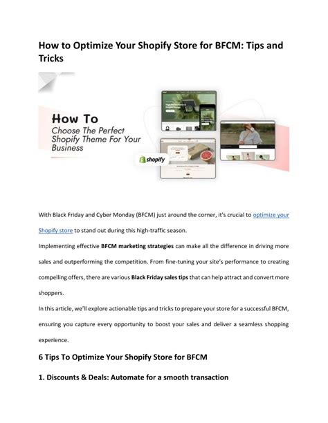 PPT How To Optimize Your Shopify Store For BFCM Tips And Tricks PowerPoint Presentation ID