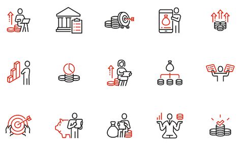 사업 투자 투자 전략 및 재무 관리와 관련된 선형 아이콘의 벡터 집합입니다 모노 라인 픽토그램 및 인포그래픽 디자인 요소 가격에 대한 스톡 벡터 아트 및 기타 이미지