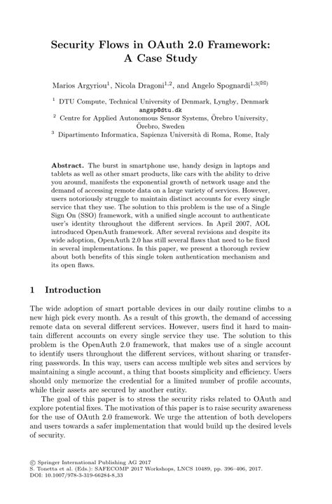 Pdf Security Flows In Oauth 20 Framework A Case Study