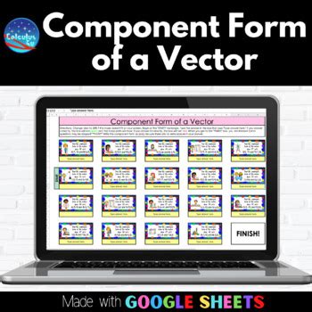 Component Form Of A Vector Digital Activity With Google Sheets By Calculus U
