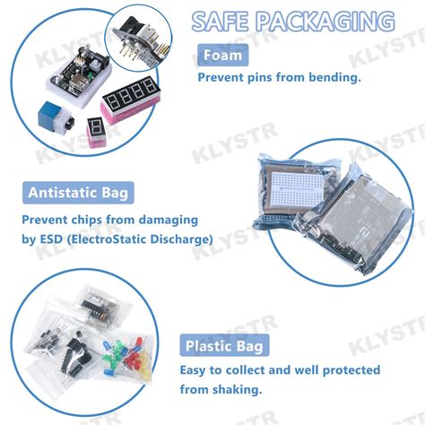 Klystr Basic Starter Kit For Arduino Uno R3 With Tutorial Code Breadboard Jumper Wire Led Diodes