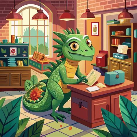 Basilisk Lizard Creative Looks Post Office Vector Premium Ai Generated Vector