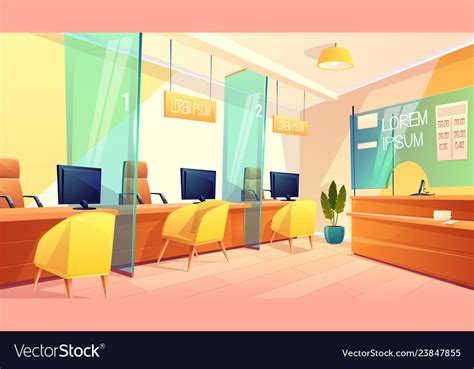 Bank Office Counters For Managers Clients Vector Image