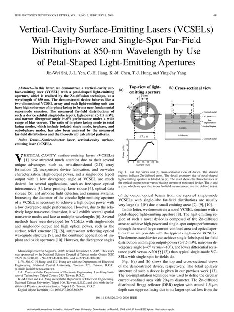Pdf Vertical Cavity Surface Emitting Lasers Vcsels With High Power