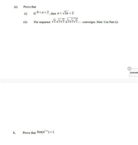 Solved A 1 Prove That I If 0 Chegg Com