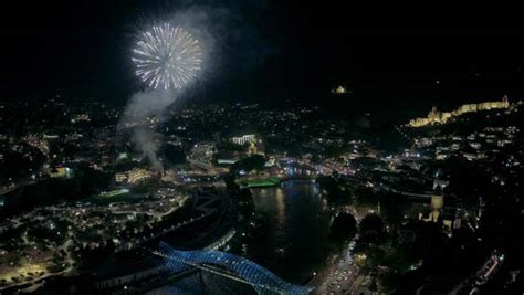 ღამის თბილისი ფეიერვერკი Stockfootage