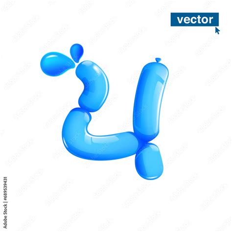 4 Logo Number Four Made Of Blue Clear Water And Dew Drops Eco