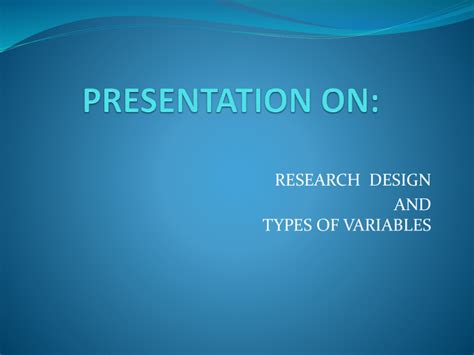 Research Design And Variables Presentation