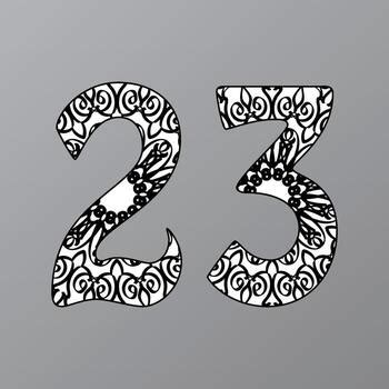 Number 23 With Mandala Decorative Ornament In Ethnic Oriental Style