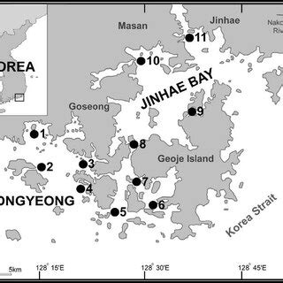 Sampling Locations In The Tongyeong Region And Jinhae Bay Korea
