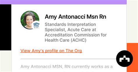 Amy Antonacci Msn Rn Standards Interpretation Specialist Acute Care At Accreditation