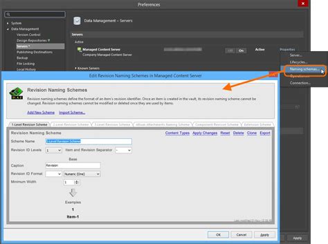 Defining Revision Naming Schemes For A Workspace Altium Designer 180 Technical Documentation