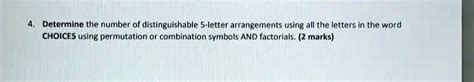 Solved Determine The Number Of Distinguishable Letter Arrangements