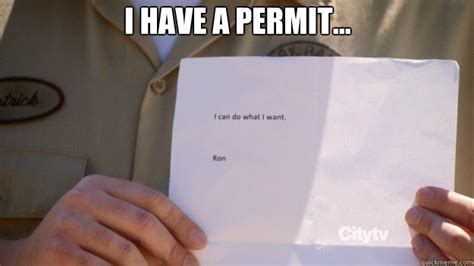 I Have A Permit Ron Swanson Quickmeme