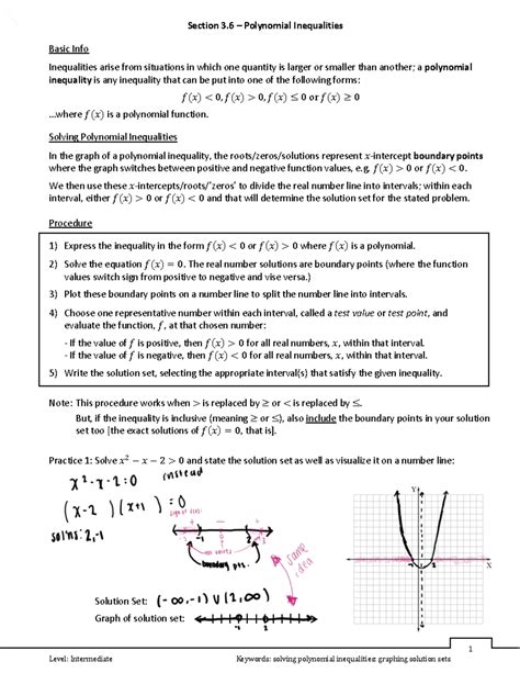 3 6 Polynomial Inequalities Section 3 Polynomial Inequalities 1 Level Intermediate