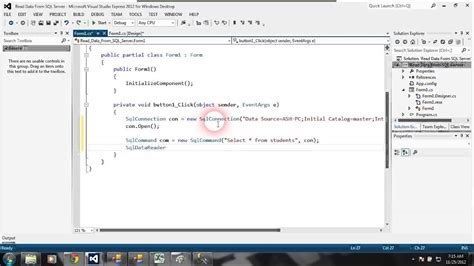 [c ] Читать данные из sql server и выводить в файле youtube