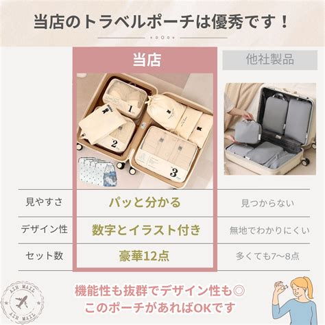 【楽天市場】トラベルポーチ セット おしゃれ 12点 海外旅行 吊り下げ 旅行 グッズ 衣類 収納 収納ポーチ スーツケース 折りたたみ 化粧