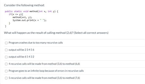 Solved Consider The Following Method Public Static Void Chegg