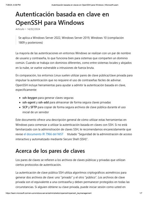 Autenticación Basada En Claves En Openssh Para Windows Microsoft