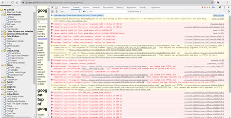 Closure Library Github Pages Demos Missing JavaScript Resource Issue Google Closure